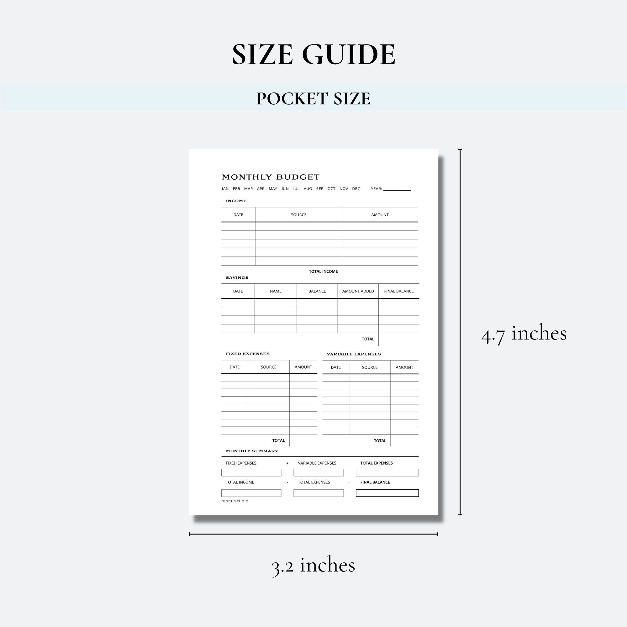 Monthly Budget - Pocket Planner Printable - Etsy