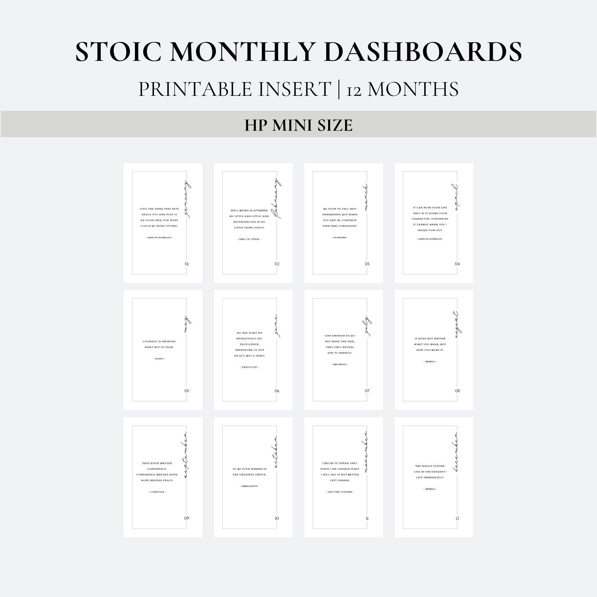 Stoic Monthly Dashboards - HP Mini Size - Etsy
