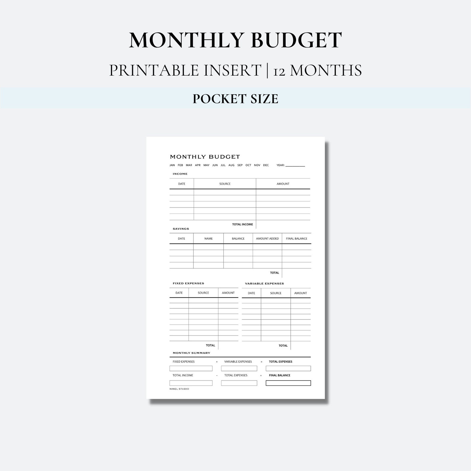 Monthly Budget - Pocket Planner Printable - Etsy