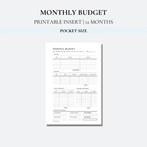 Monthly Budget - Pocket Planner Printable - Etsy