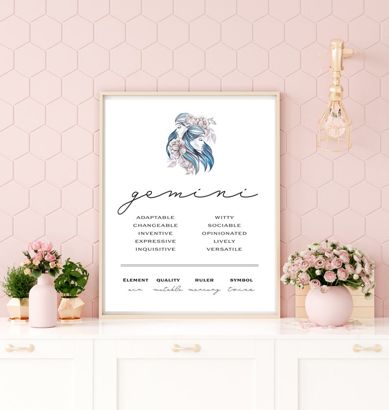 Gemini - Zodiac Art Printable - Etsy