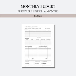 Monthly Budget - B6 Planner Printable - Etsy