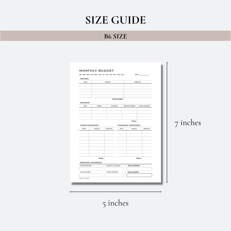 Monthly Budget - B6 Planner Printable - Etsy