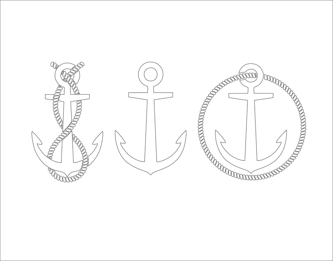 3 einfache Anker dxf pdf svg eps Vektor digitale Datei | Etsy