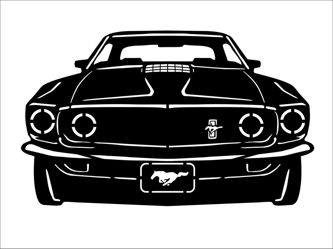 Ford Mustang 1969 Front - Silhouette Svg Dxf, Eps, Pdf, Clip Art, Laser ...
