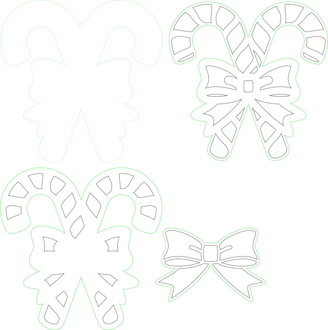 Candy Canes Dxf Eps Pdf Svg for Plasma Laser Plotter Router Cut Ready ...