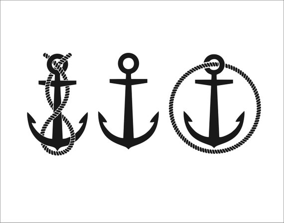 3 Simple Anchors Dxf Pdf Svg Eps Vector Digital File - Etsy