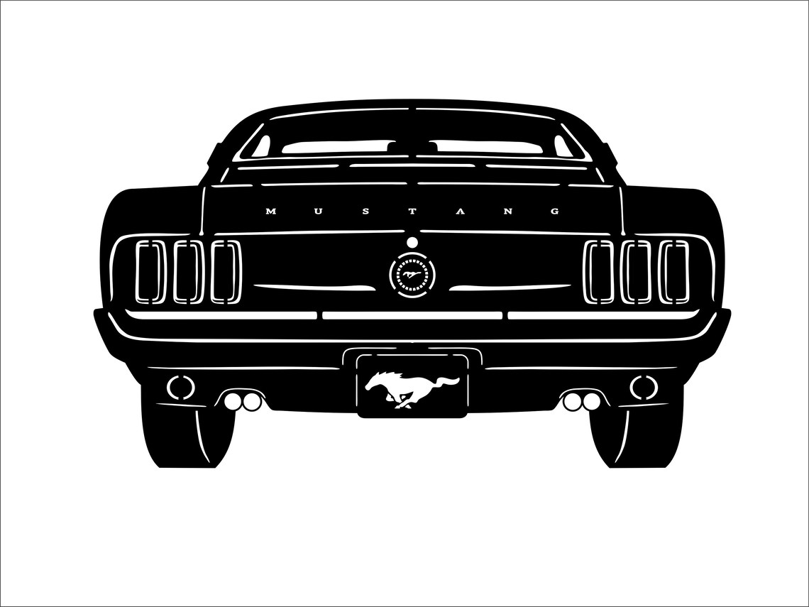 Ford Mustang 1969 Back - Silhouette Svg Dxf, Eps, Pdf, Clip Art, Laser ...