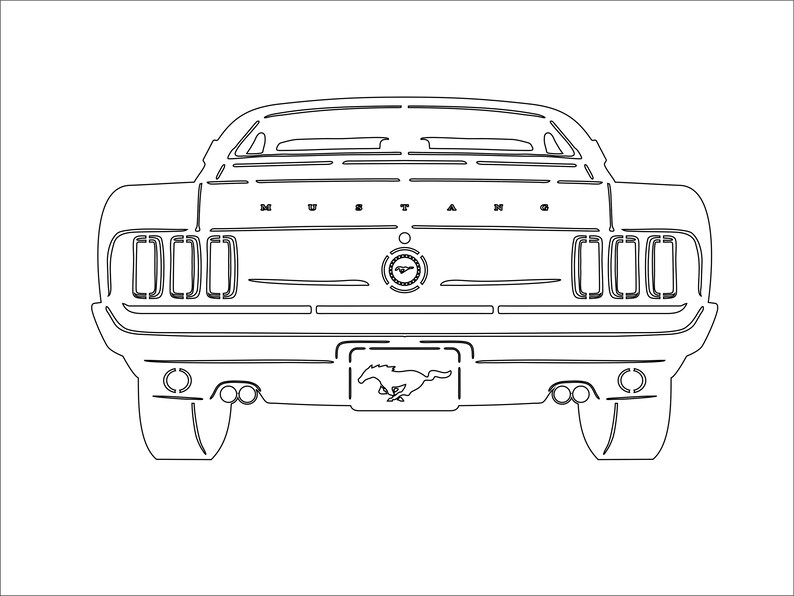 Ford Mustang 1969 Back - Silhouette Svg Dxf, Eps, Pdf, Clip Art, Laser ...