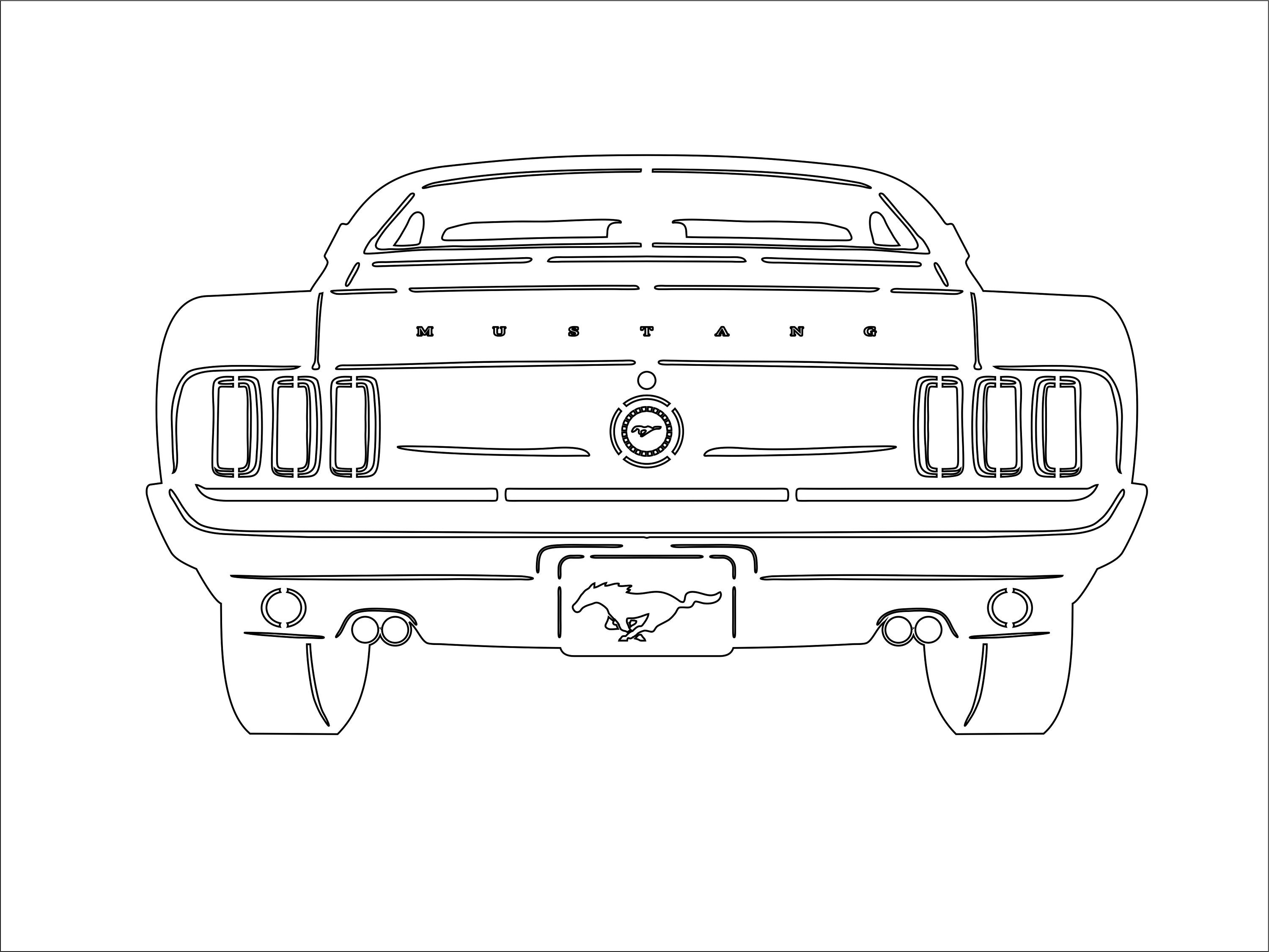 Ford Mustang 1969 Back - Silhouette Svg Dxf, Eps, Pdf, Clip Art, Laser ...