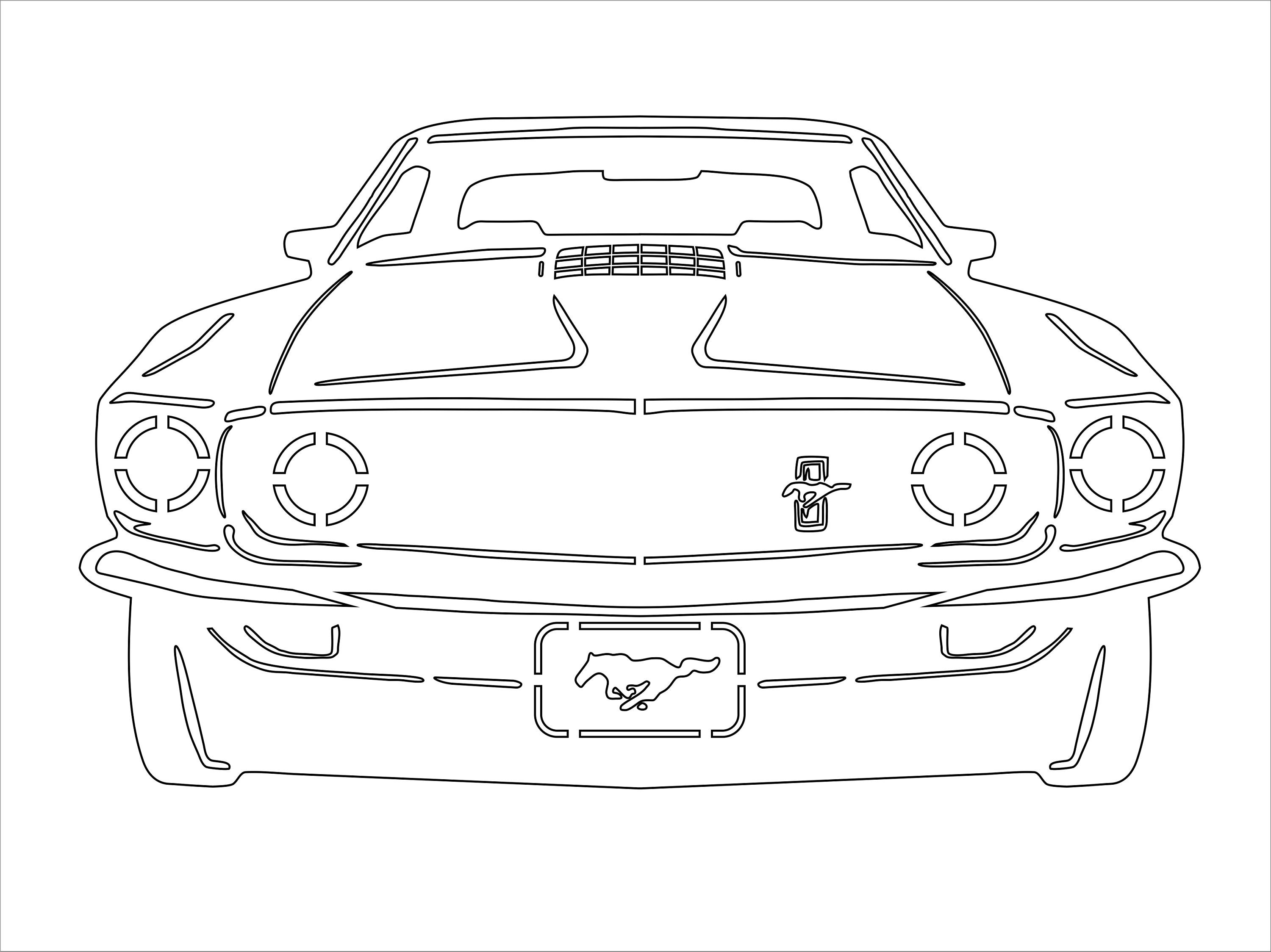 Ford Mustang 1969 Front - Silhouette Svg Dxf, Eps, Pdf, Clip Art, Laser ...
