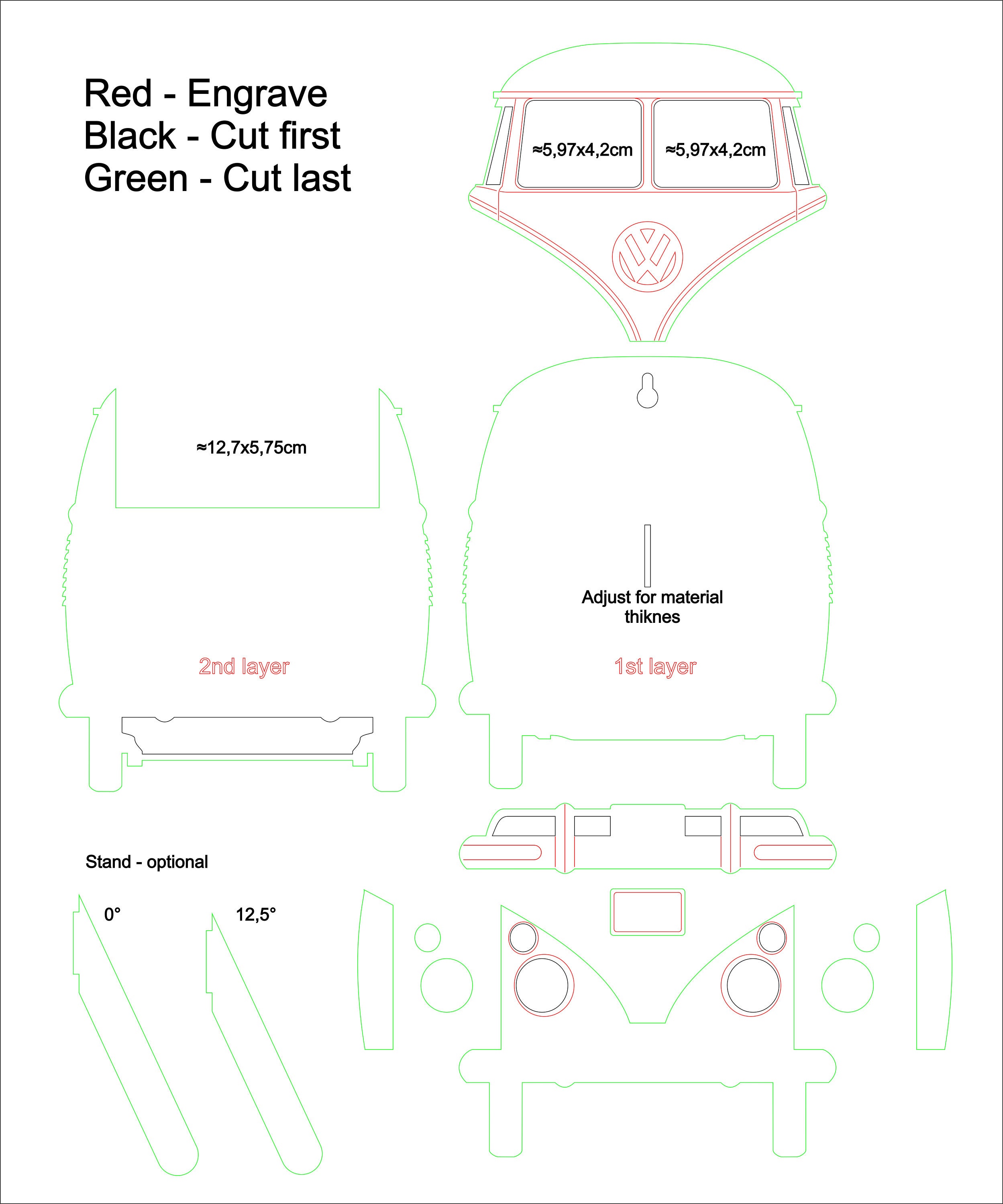 VW Bus Bulli Bulik Transporter Photo Frame Dxf Eps Pdf Svg for Laser ...