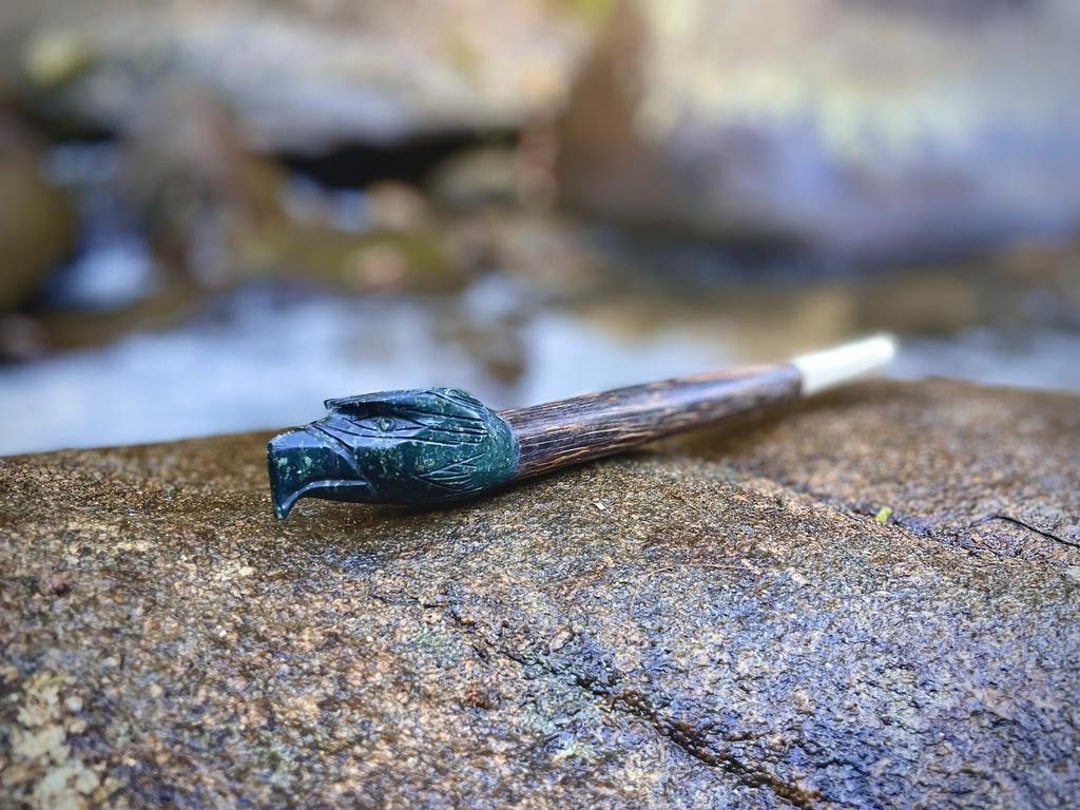 Coconut Fiber and Serpentine Stone Pipe for Tobacco or Mapacho Handmade ...