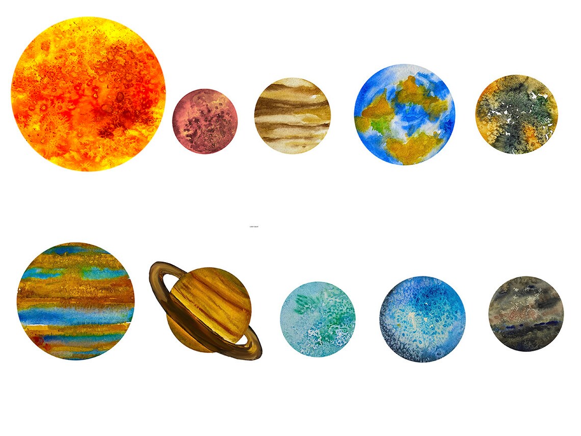 Solar System Planets Clipart, Watercolor Outer Space, Galaxy Clip Art ...