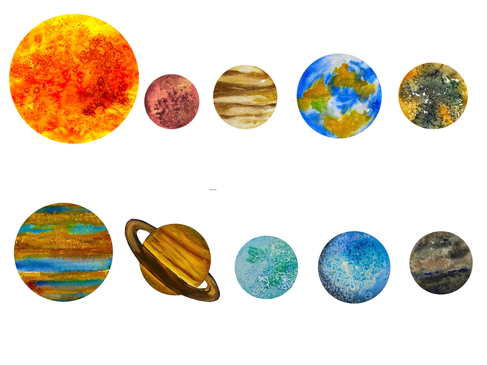 Solar System Planets Clipart, Watercolor Outer Space, Galaxy Clip Art ...