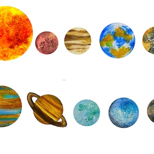 Solar System Planets Clipart, Watercolor Outer Space, Galaxy Clip Art ...