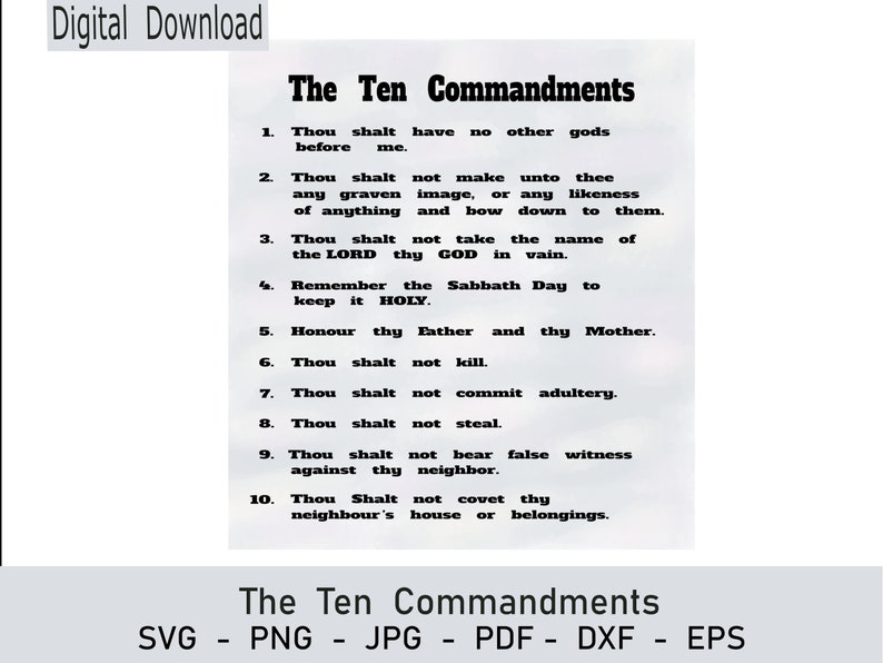 The Ten Commandments Printable SVG Cutting Files and Wall Art - Etsy ...