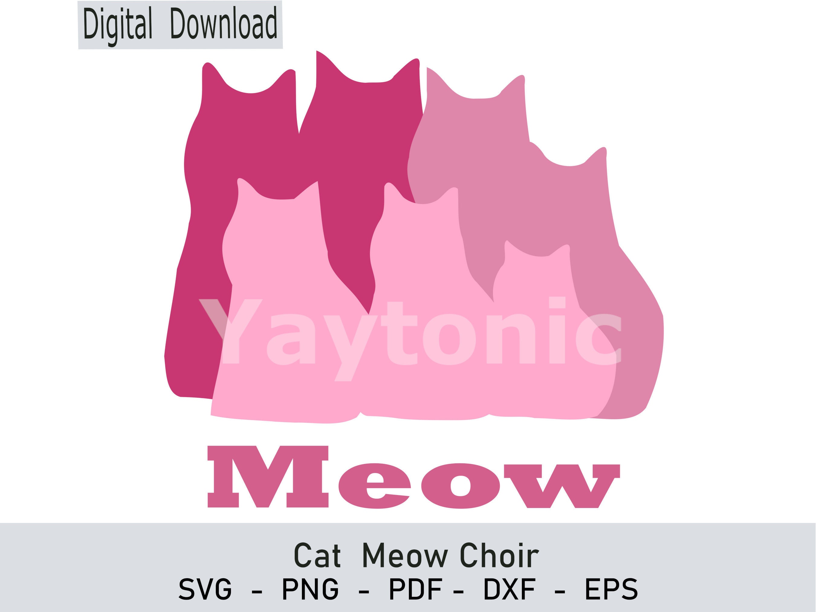 Choir Singing Cats - Cute Cat Themed SVG Design - “meow” is the Name of ...