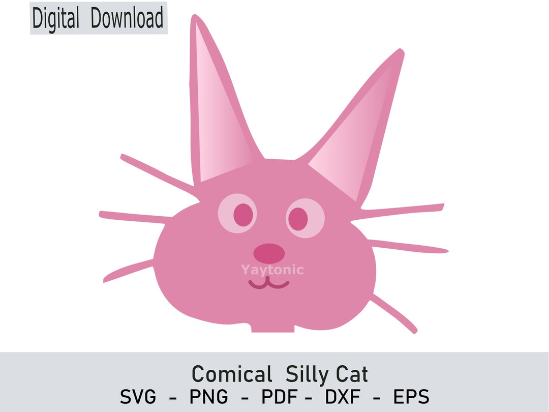 Comical Silly Cat Face SVG. Funny Cat Face in Pink/black - a Silly Cat ...