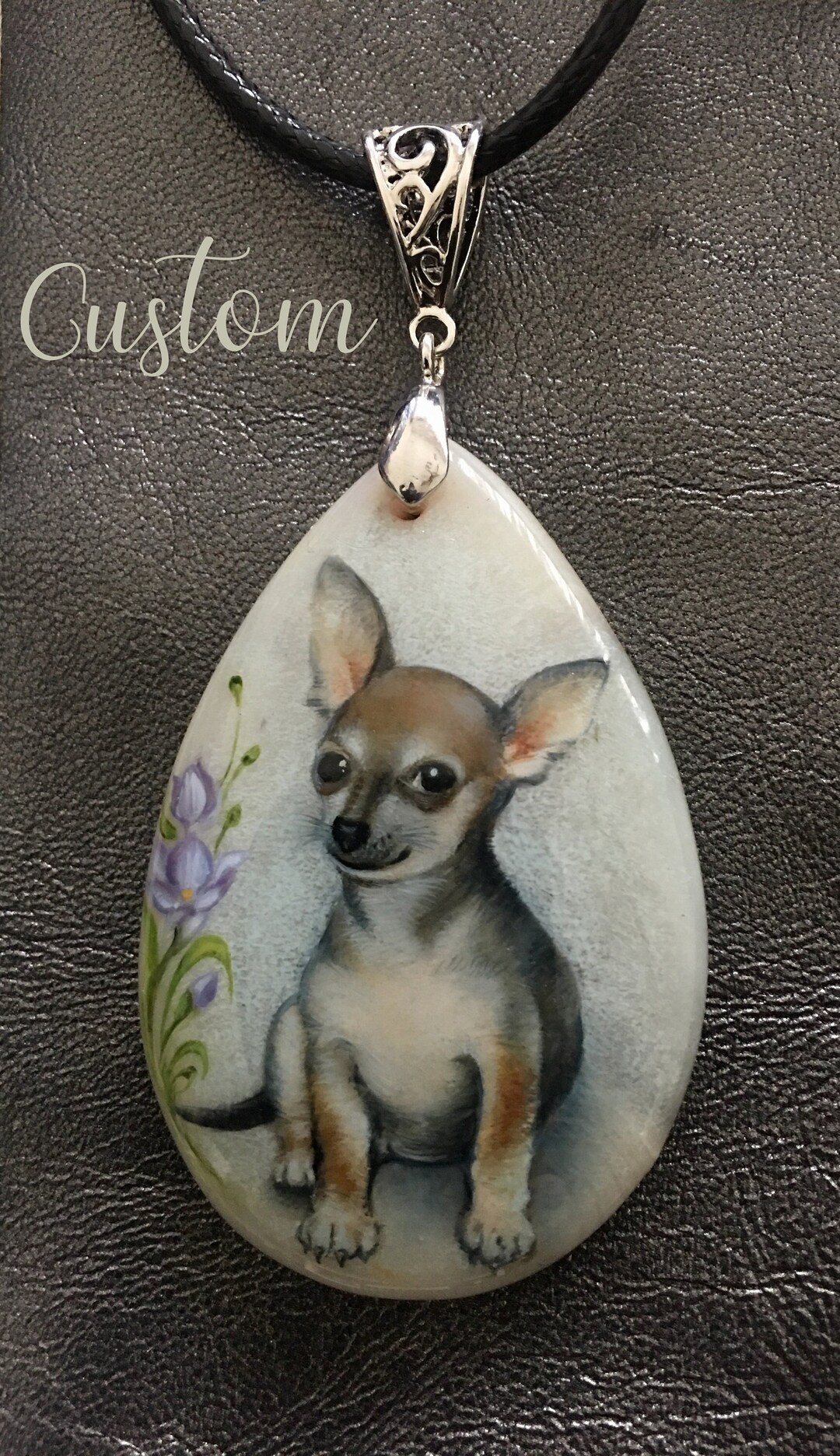 Custom Hand Painted Pendant Necklace. Portraits, Pet Portraits ...