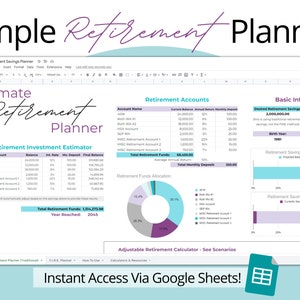 Easy Retirement Planner / Google Sheets / Simple to Use / Retire Early ...