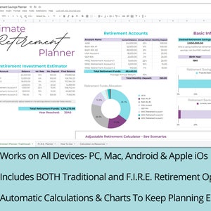 Simple Retirement Planner / Google Sheets / Easy to Use / Retire Early ...