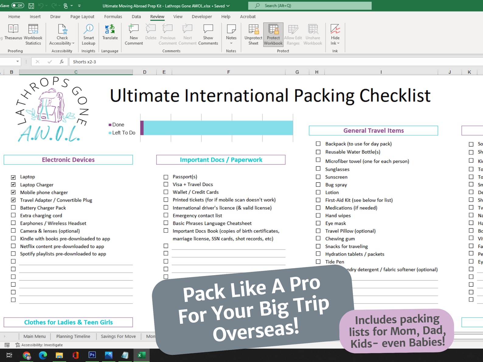 Moving Abroad Prep Kit / Excel / International Move Planner, Checklist ...