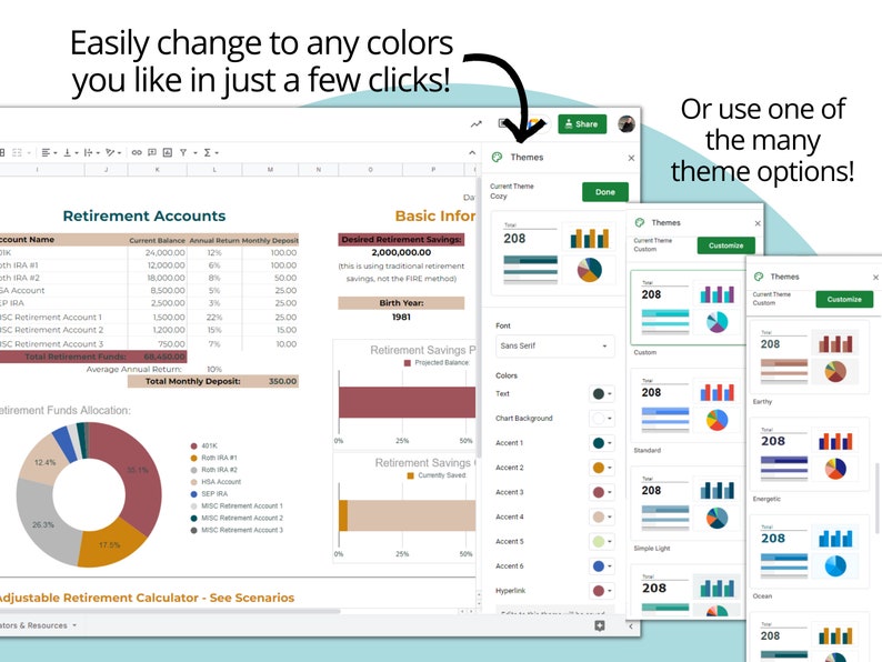 F.I.R.E. Savings Tracker / Google Sheets / Early Retirement Planner ...
