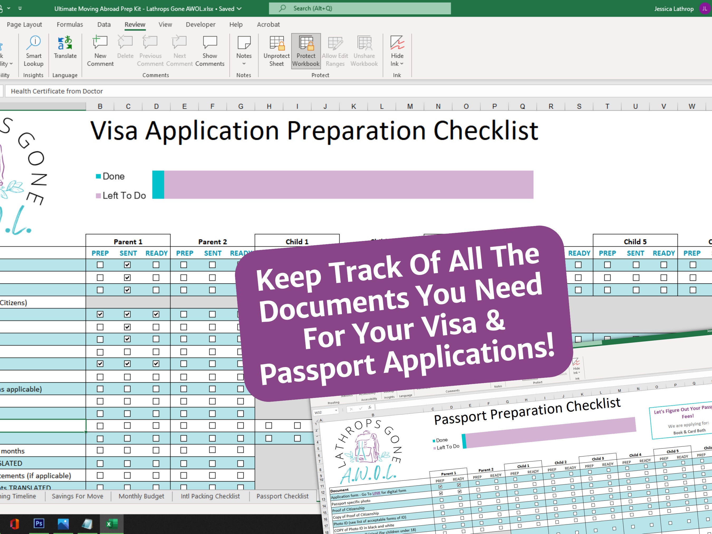 Moving Abroad Prep Kit / Microsoft Excel / International Move Planner ...