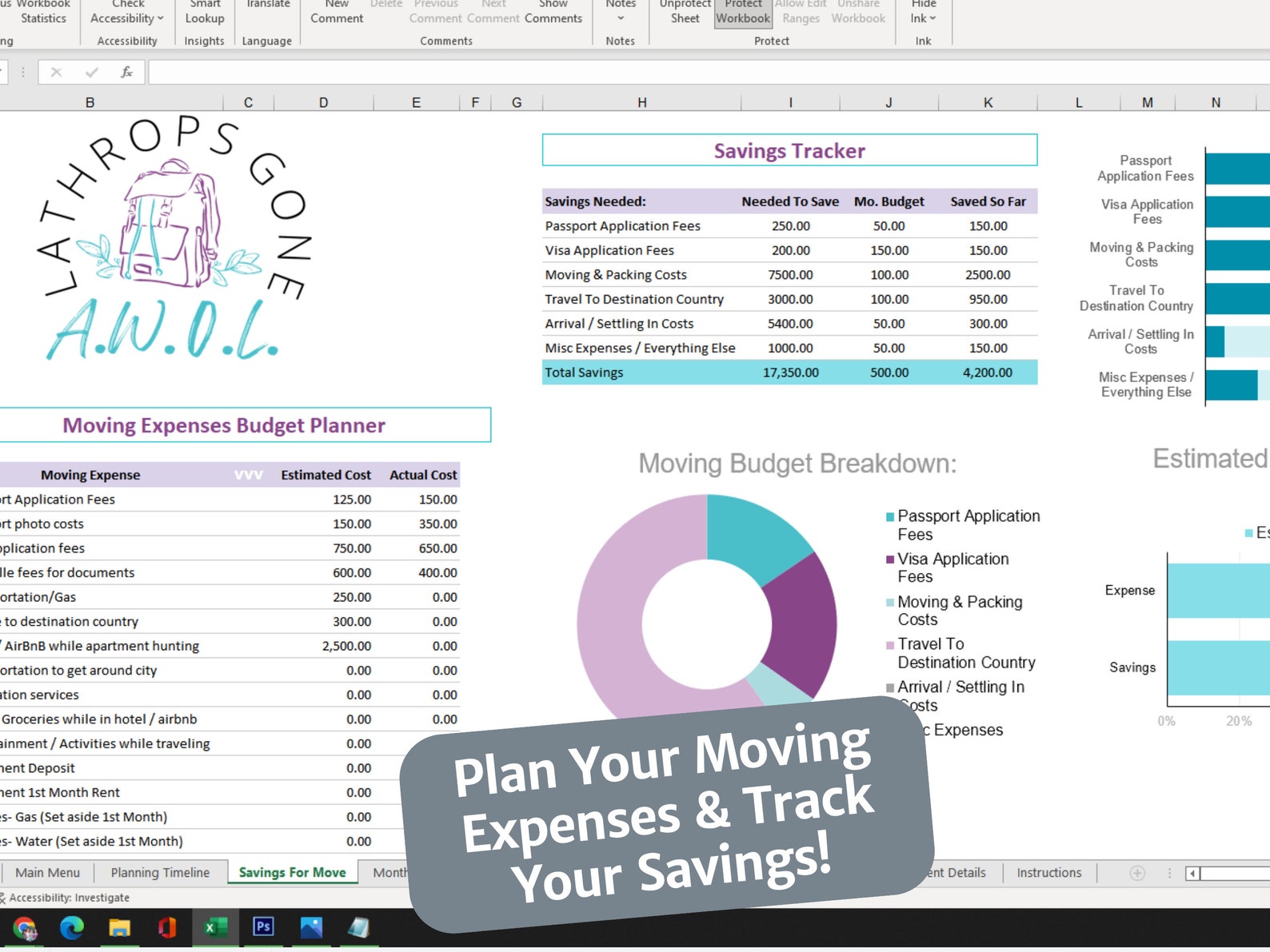 Moving Abroad Prep Kit / Microsoft Excel / International Move Planner ...