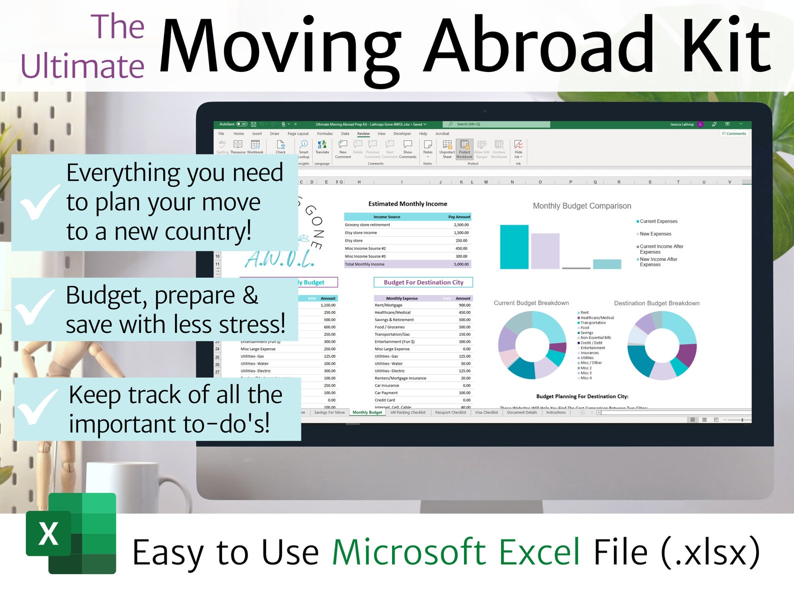 Moving Abroad Prep Kit / Excel / International Move Planner, Checklist ...