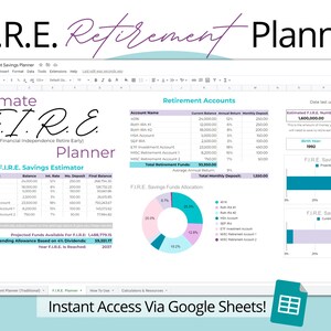 Early Retirement Planner / Google Sheets / Simple to Use / F.I.R.E ...