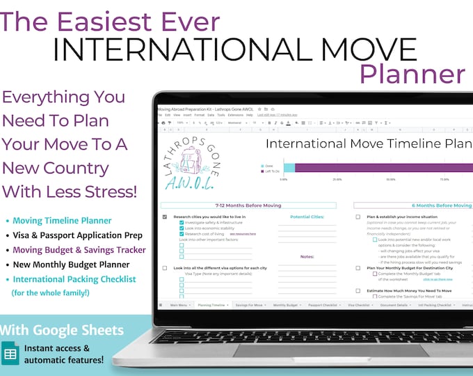 International Moving Planner Printable Editable PDF Moving Checklist ...