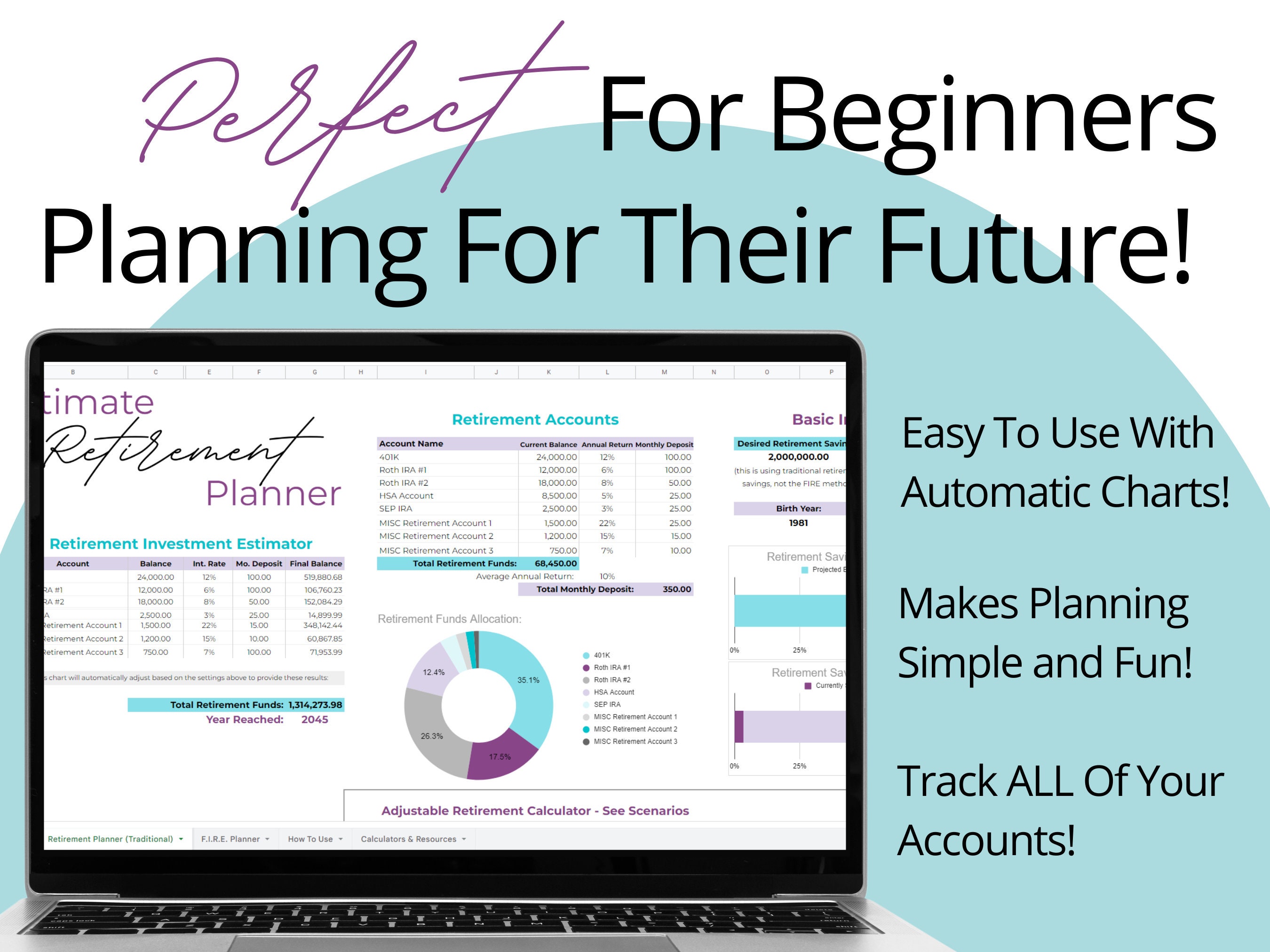 Easy Retirement Planner / Google Sheets / Simple to Use / Retire Early ...