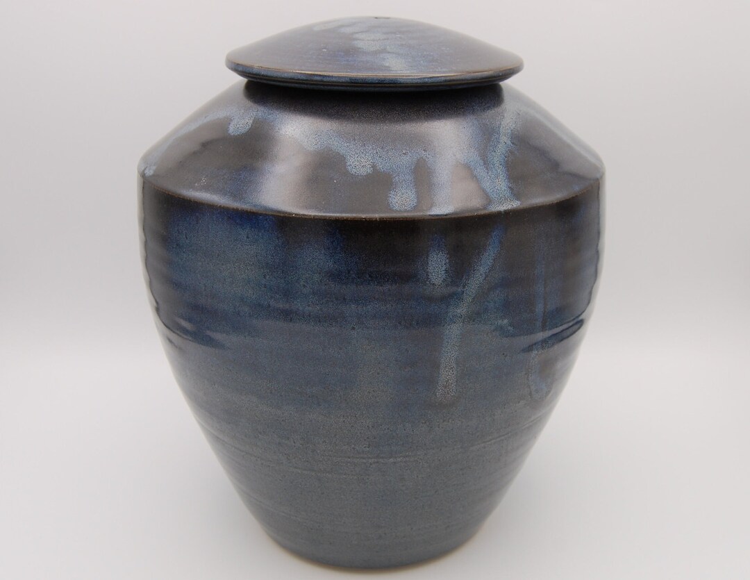 Large Urn, Blue Stone, Handmade Ash Keeper - Capacity 248 Cubic Inches ...
