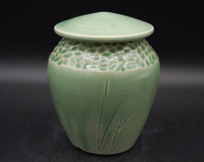 Keepsake Urn, Wind in the Tall Grass, Spring Green, Handmade Small Ash ...