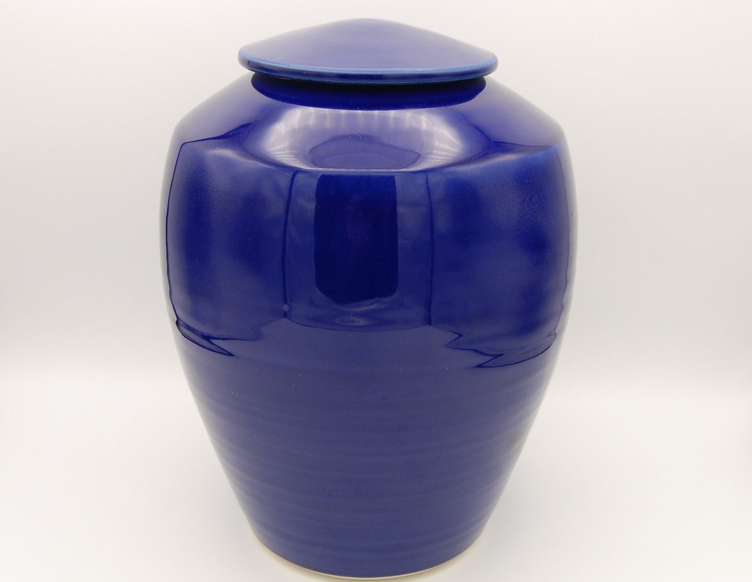 Handmade Large Ceramic Urn: Deep Blue Ash Keeper - 280 Cubic Inches - Etsy