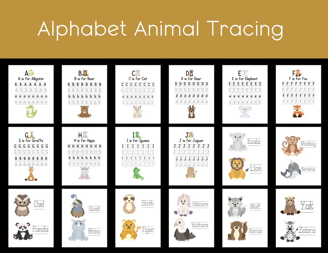 Preschool Worksheet, Animal Alphabet Adventure: Printable Tracing ...