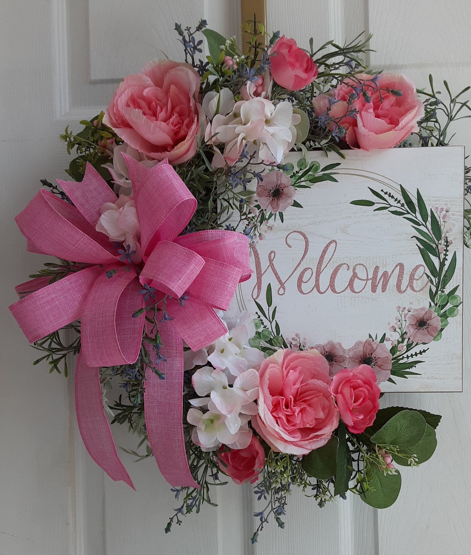 Welcome Wreath, Spring Welcome Wreath, Spring Wreath, Summer Wreath ...