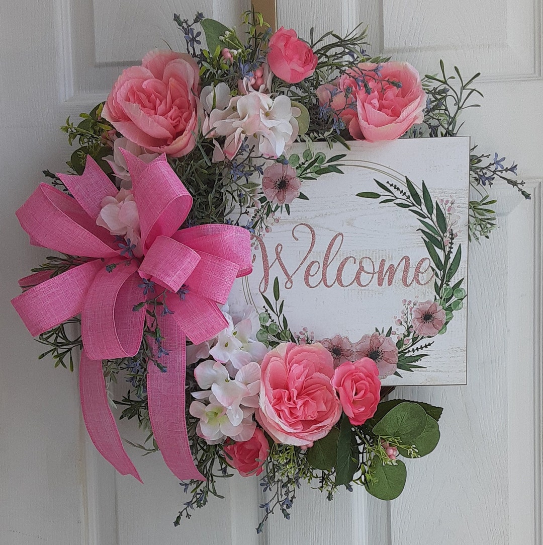Welcome Wreath, Spring Welcome Wreath, Spring Wreath, Summer Wreath ...