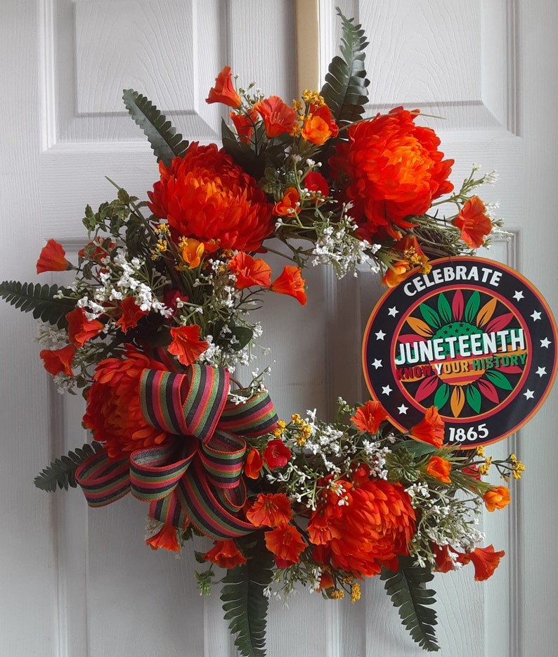 Juneteenth Front Door Wreath, Juneteenth Wreath. Black History Wreath ...