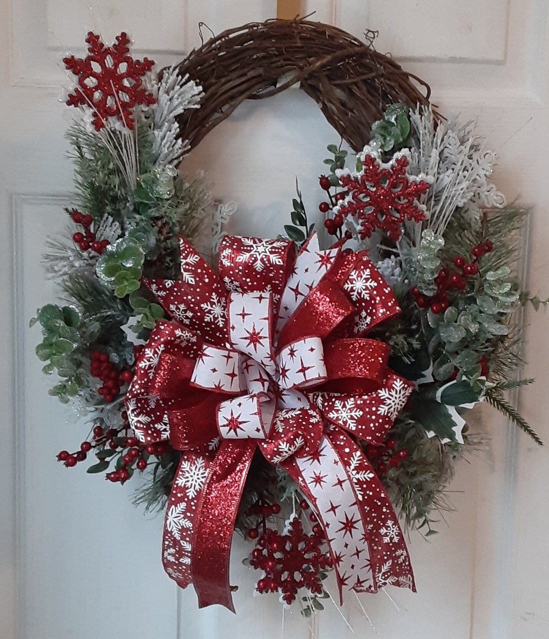 Winter Wreath, Christmas Wreath, Snowflake Wreath, Front Door Winter ...