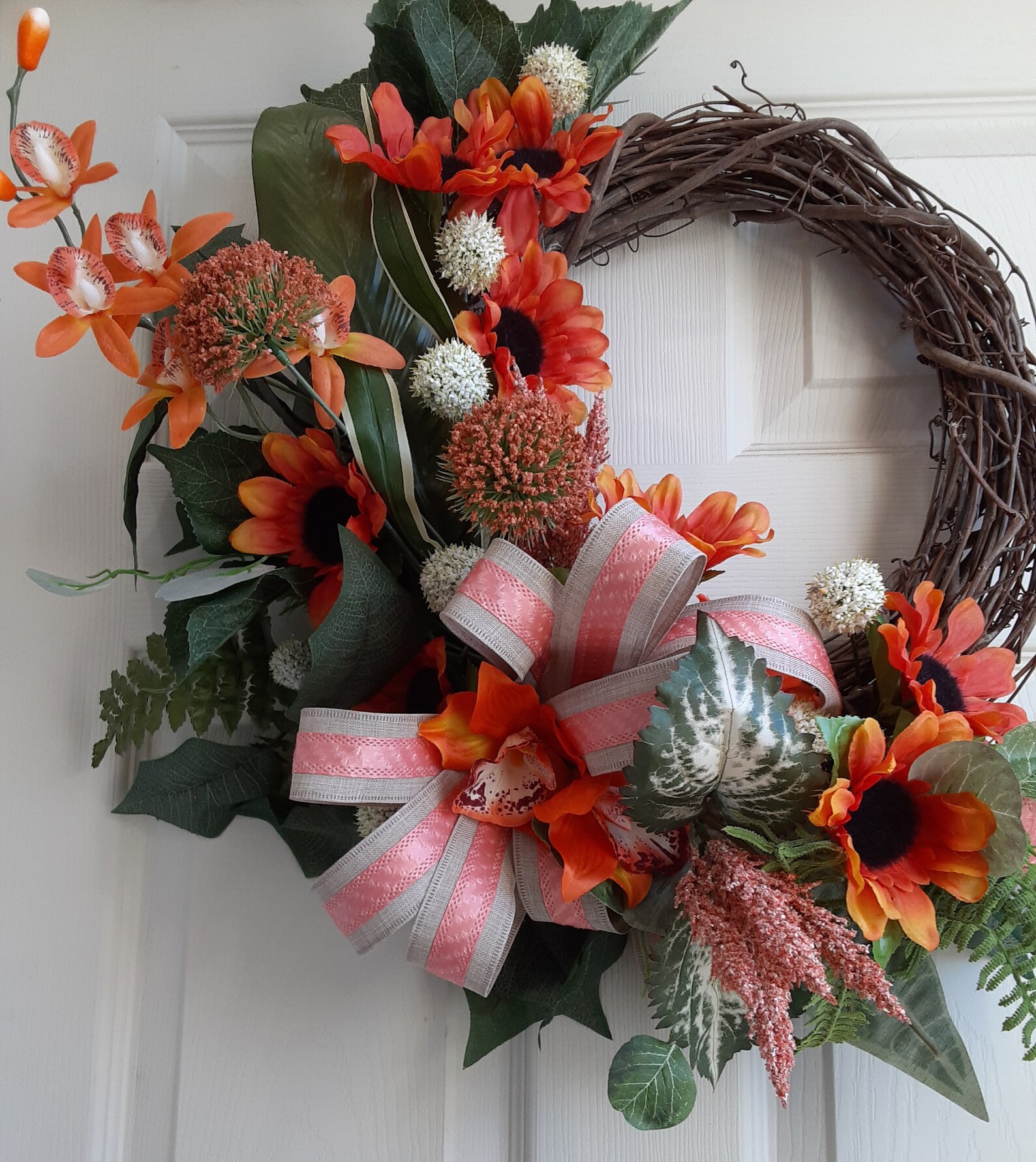 Orange Wreath, Front Door Wreath, Indoor Wreath, Spring Wreath, Summer ...