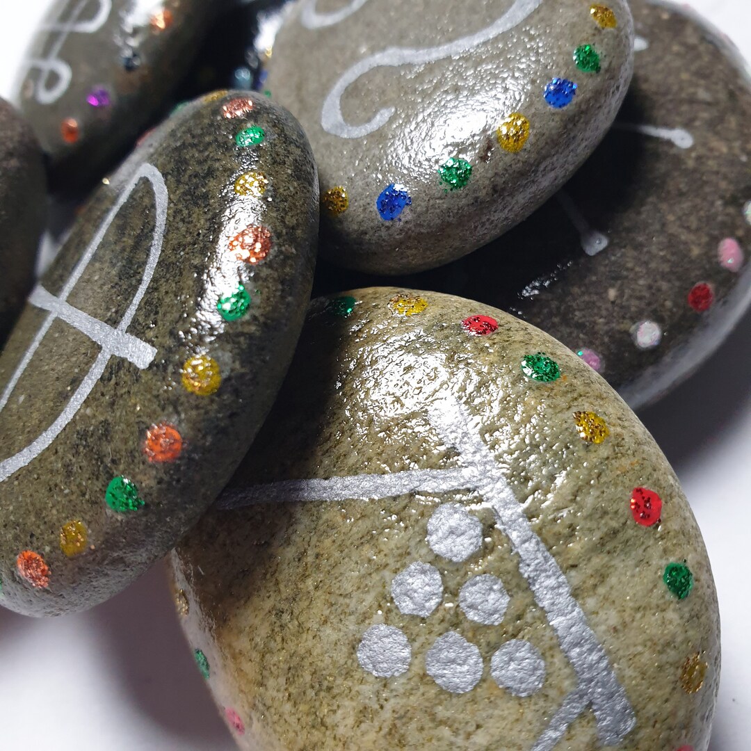 Hand Painted Sabbat Symbol Runes: Wheel of the Year Stones (FULL SET of ...