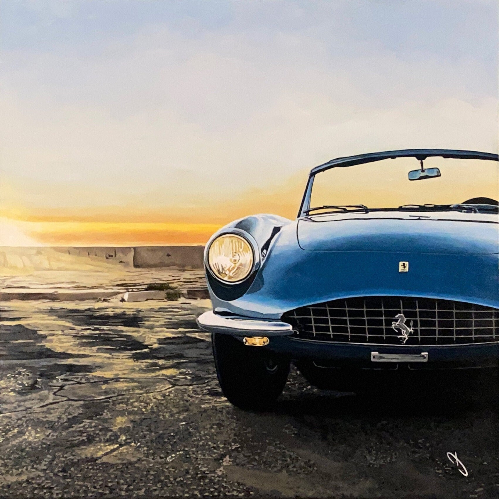 Blue Sunset - Ferrari 330 GTS - Original Artwork, Giclée Print on Fine ...