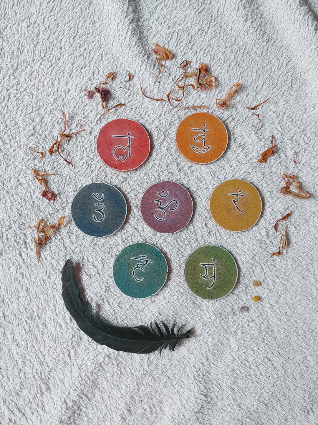 Chakra Set Esoteric Cork Acrylic Matrix Art Pyrography Love Healing ...