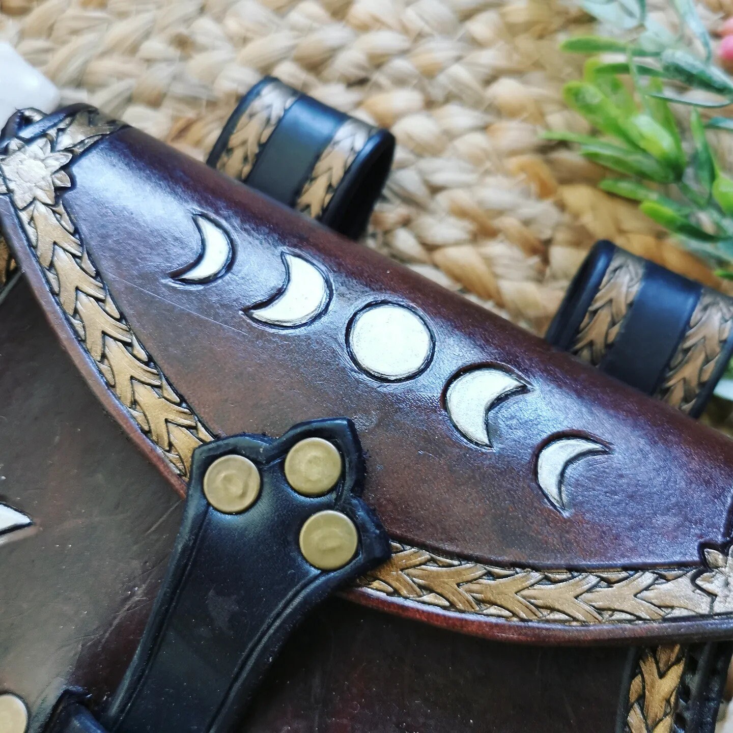 Leather Luna Belt Bag LARP Cosplay Accessory Witch Celestial Forest Fae ...