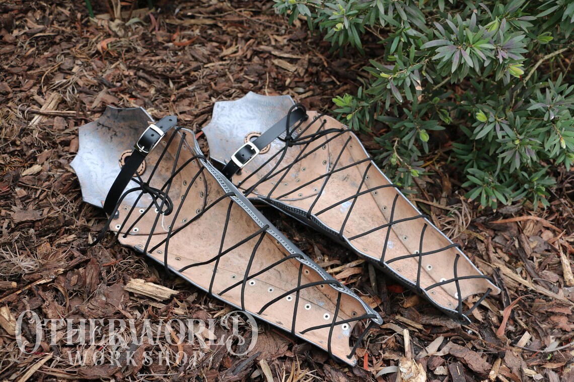 Leather Baroque Greaves Set | LARP Cosplay Dnd | Fantasy Medieval Armor ...