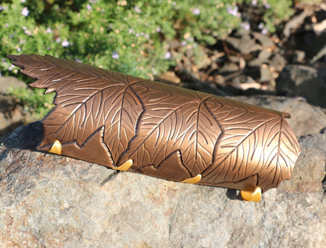 Leather Leaf Bracers LARP Cosplay Armor Forest Fae Autumn Elf - Etsy