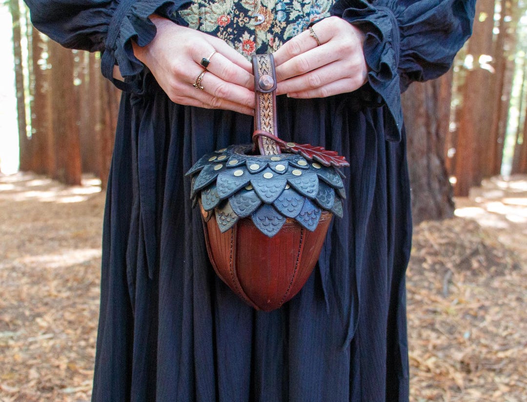 Leather Acorn Belt Bag | LARP Cosplay | Forest Fae Wood Elf Druid ...